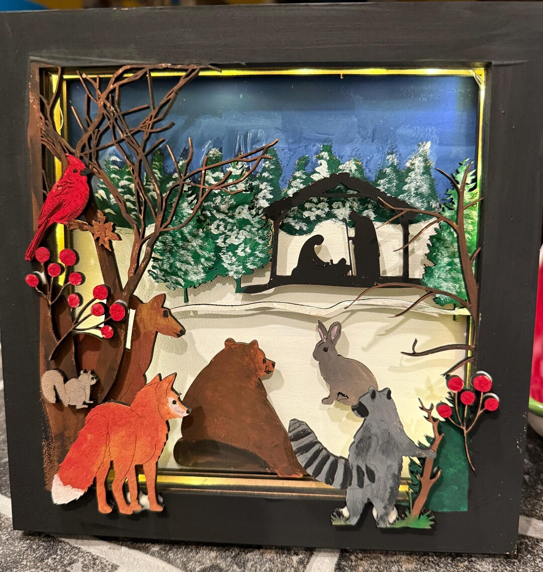 Winter Woodland Nativity Scene Advanced; Adult Craft Kit: 3D LED ...