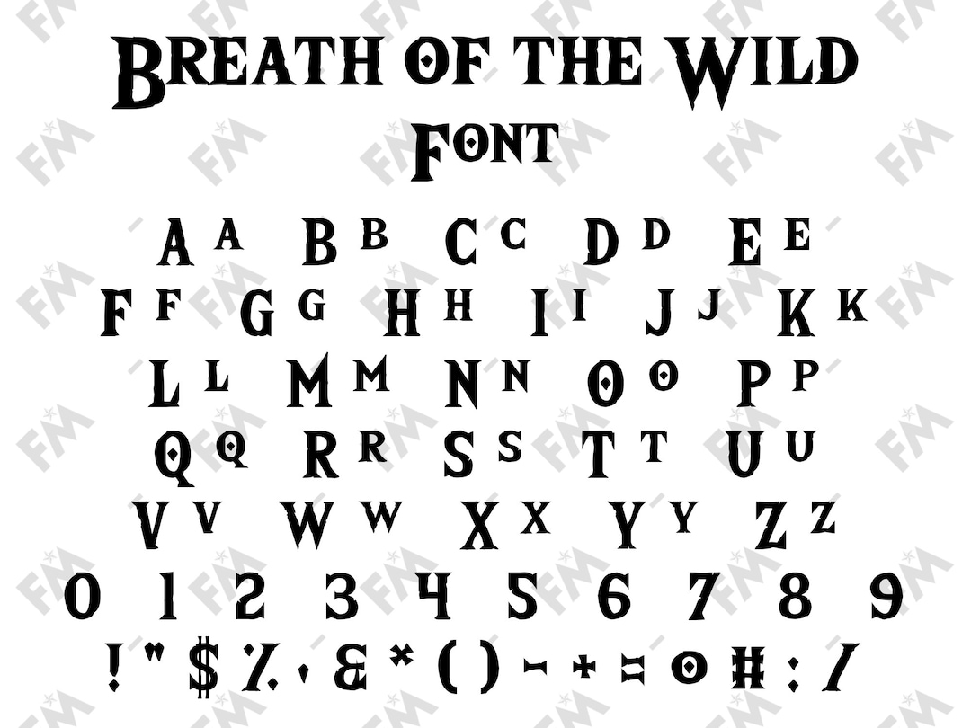 Breath of the Wild Font for Cricut Silhouette Word - Etsy