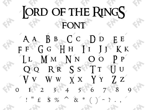 Lord Of The Rings Logo Lettertype Lord Of The Rings Font Set | Polar