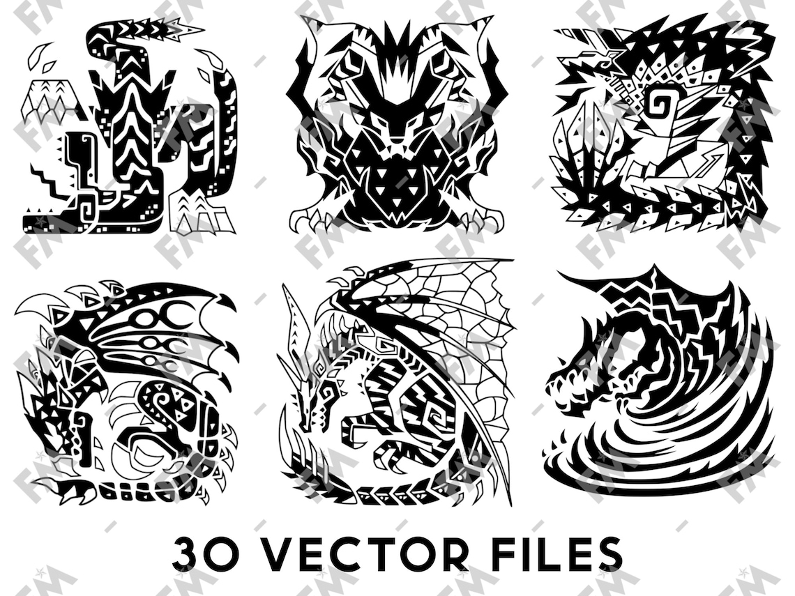 MHW 30 X SVG PNG Monster Pack Vector for Cricut Silhouette Word - Etsy