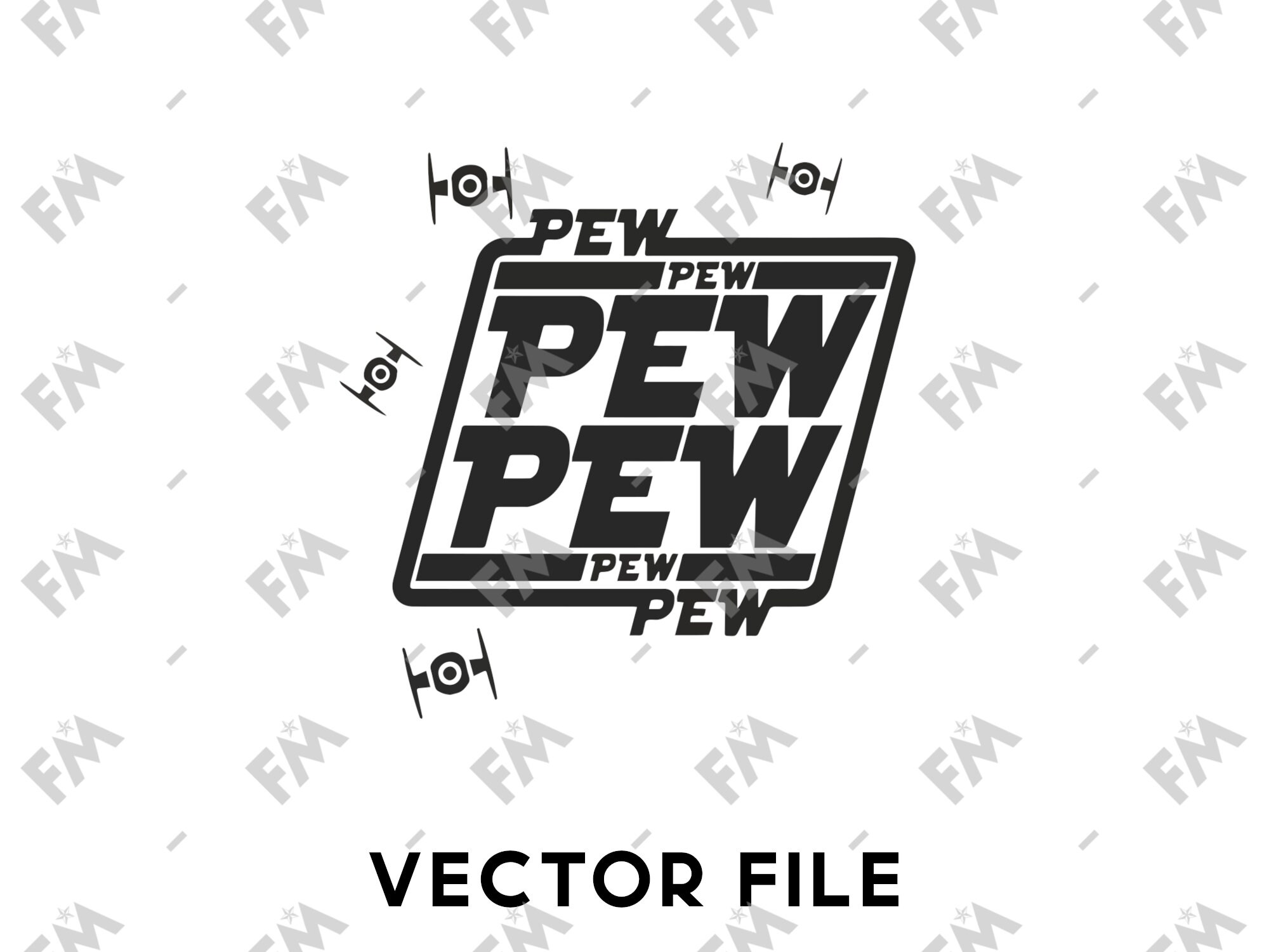 Pew Pew Tie Fighter Vector for Cricut Silhouette Word - Etsy