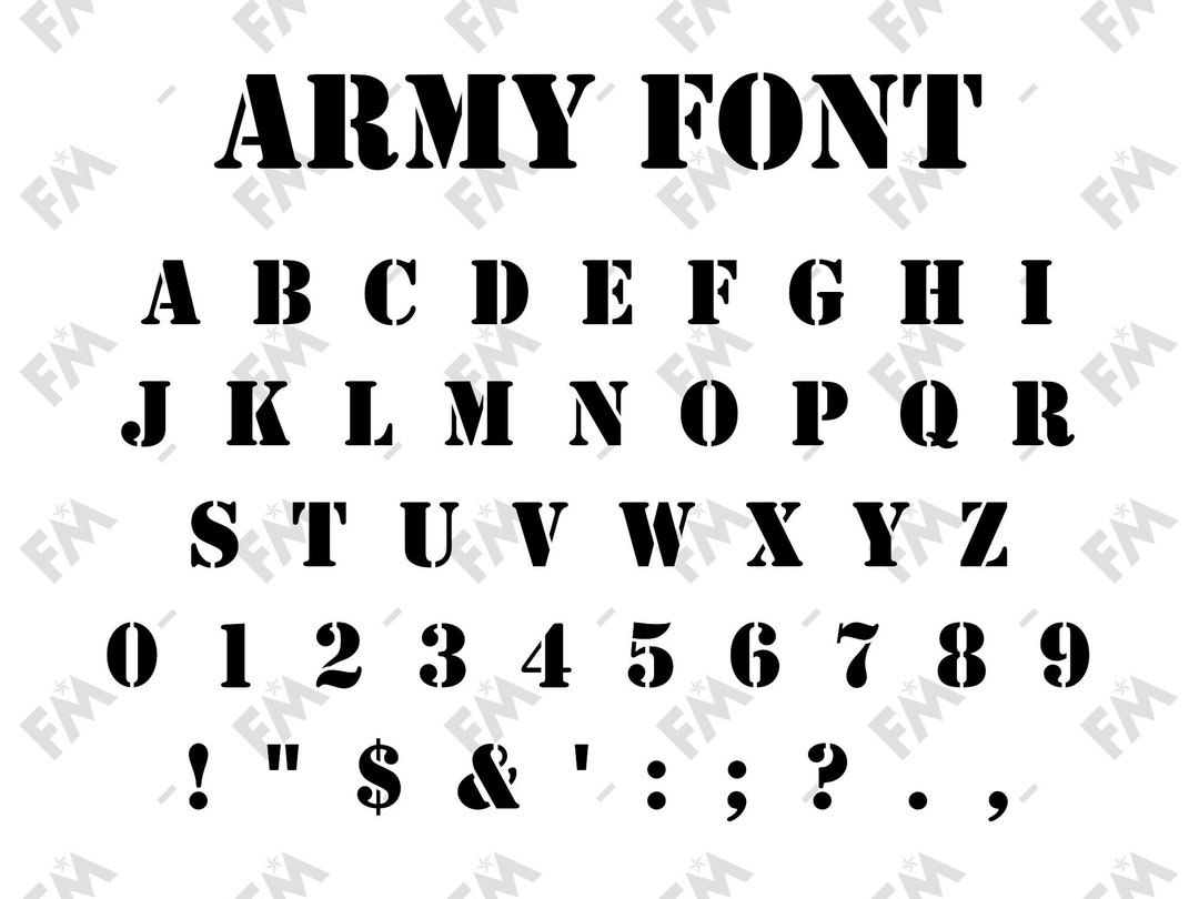 Army Style Font for Cricut Silhouette Word - Etsy