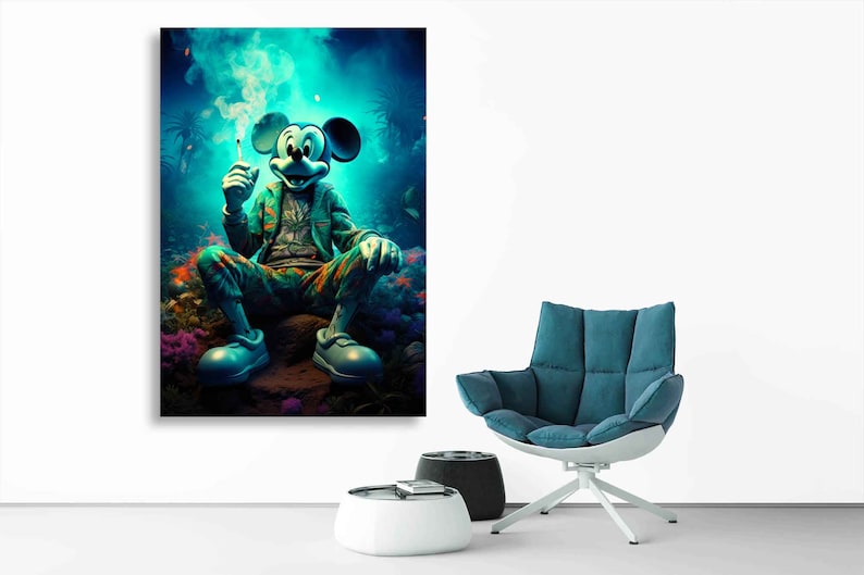 Smoking Mickey Mouse Canvas Art Print, Home Decor - Etsy
