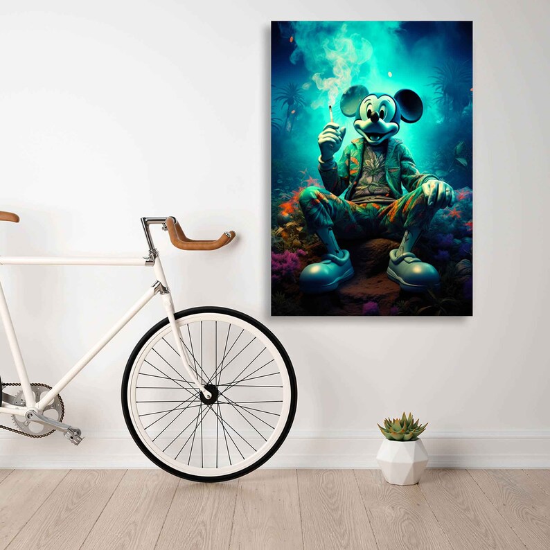 Smoking Mickey Mouse Canvas Art Print, Home Decor - Etsy