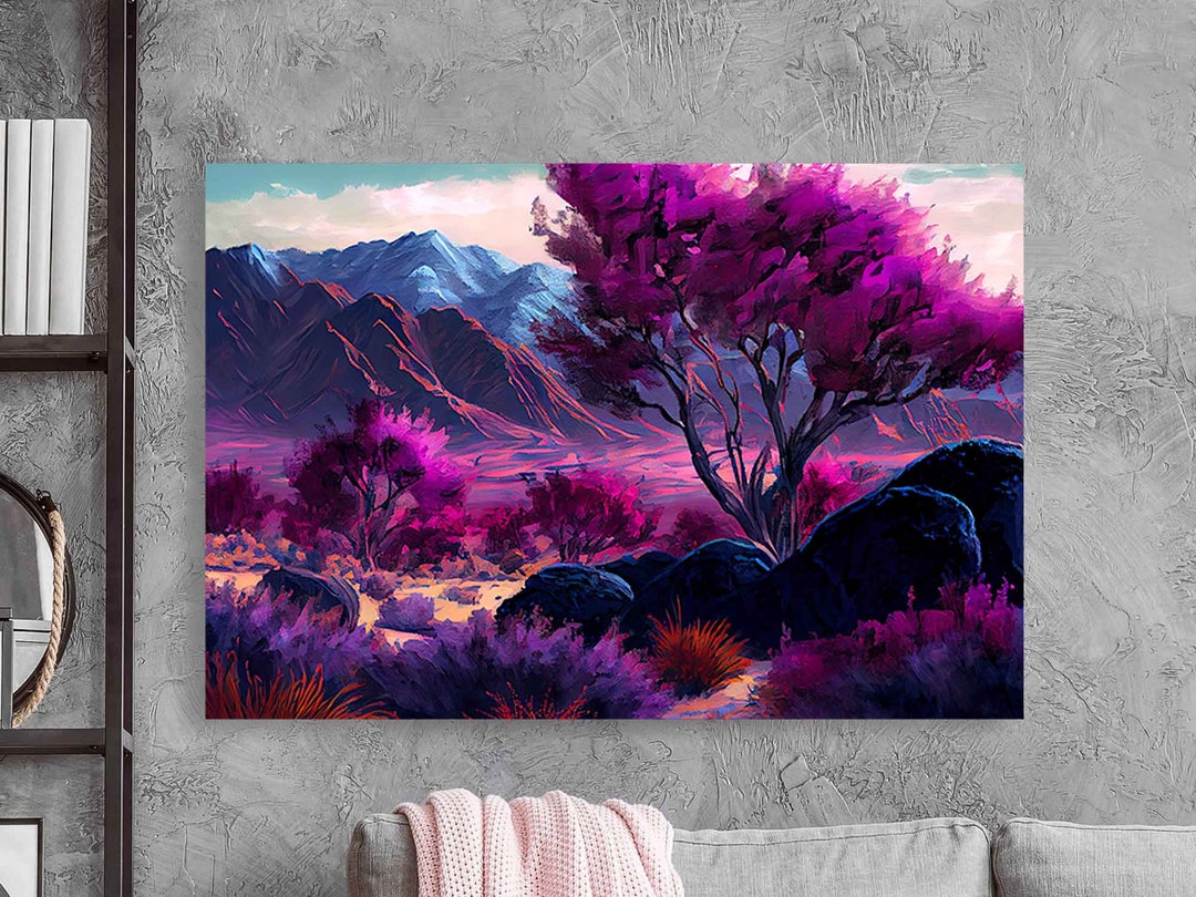 Purple Trees Landscape Canvas Art, Abstract Bedroom Wall Decor - Etsy