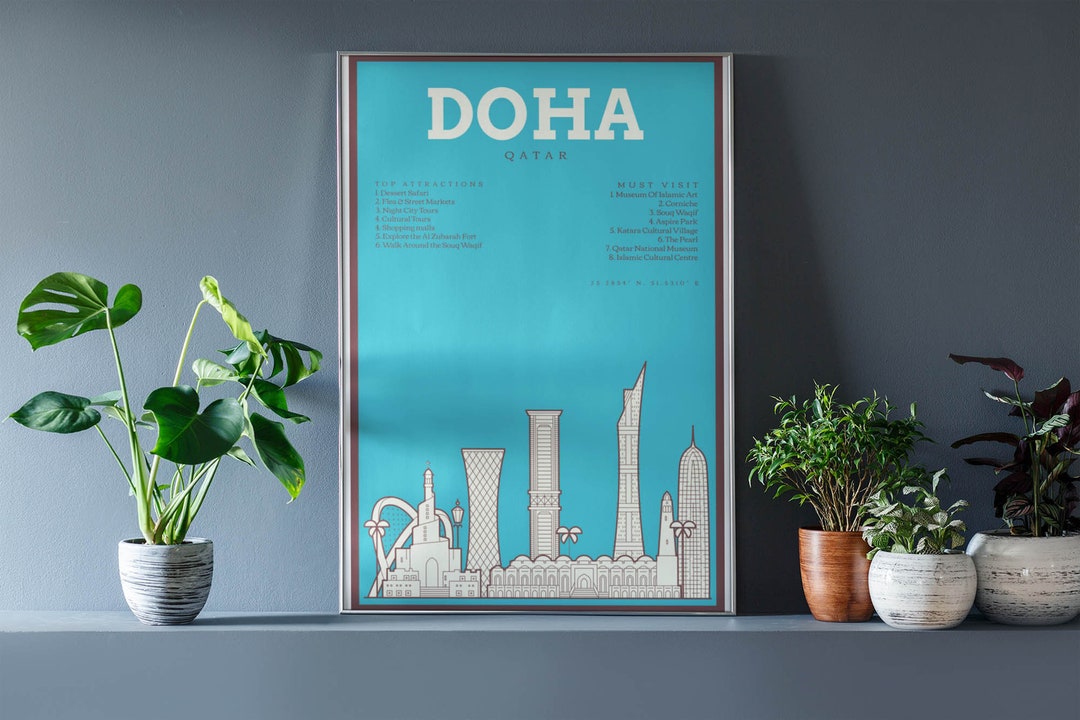 Doha Qatar Skyline Art Print, Cityscape Poster - Etsy