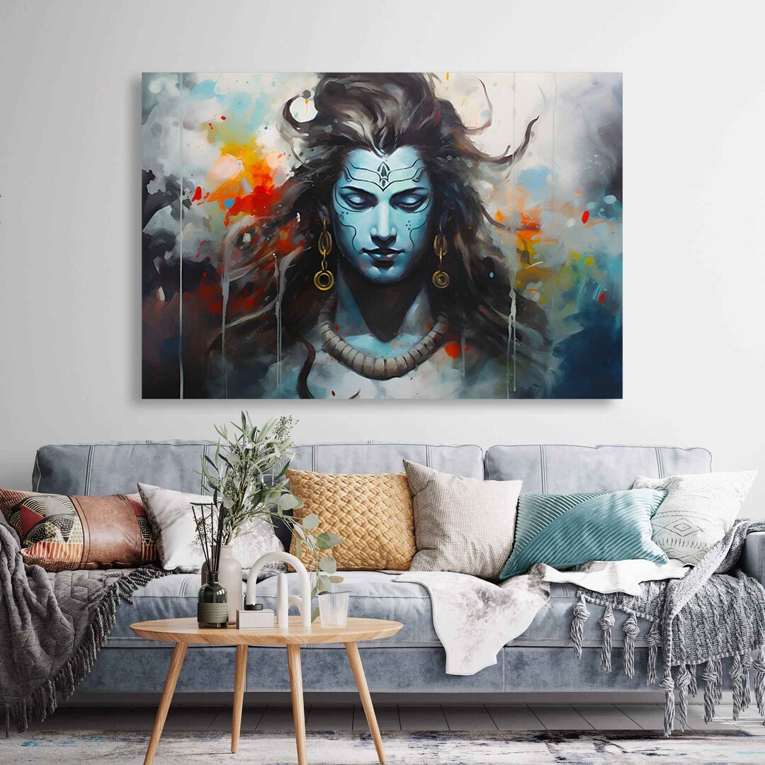 Spiritual Art Shiva God Indian Art Print, Canvas Wall Art, Home Decor ...