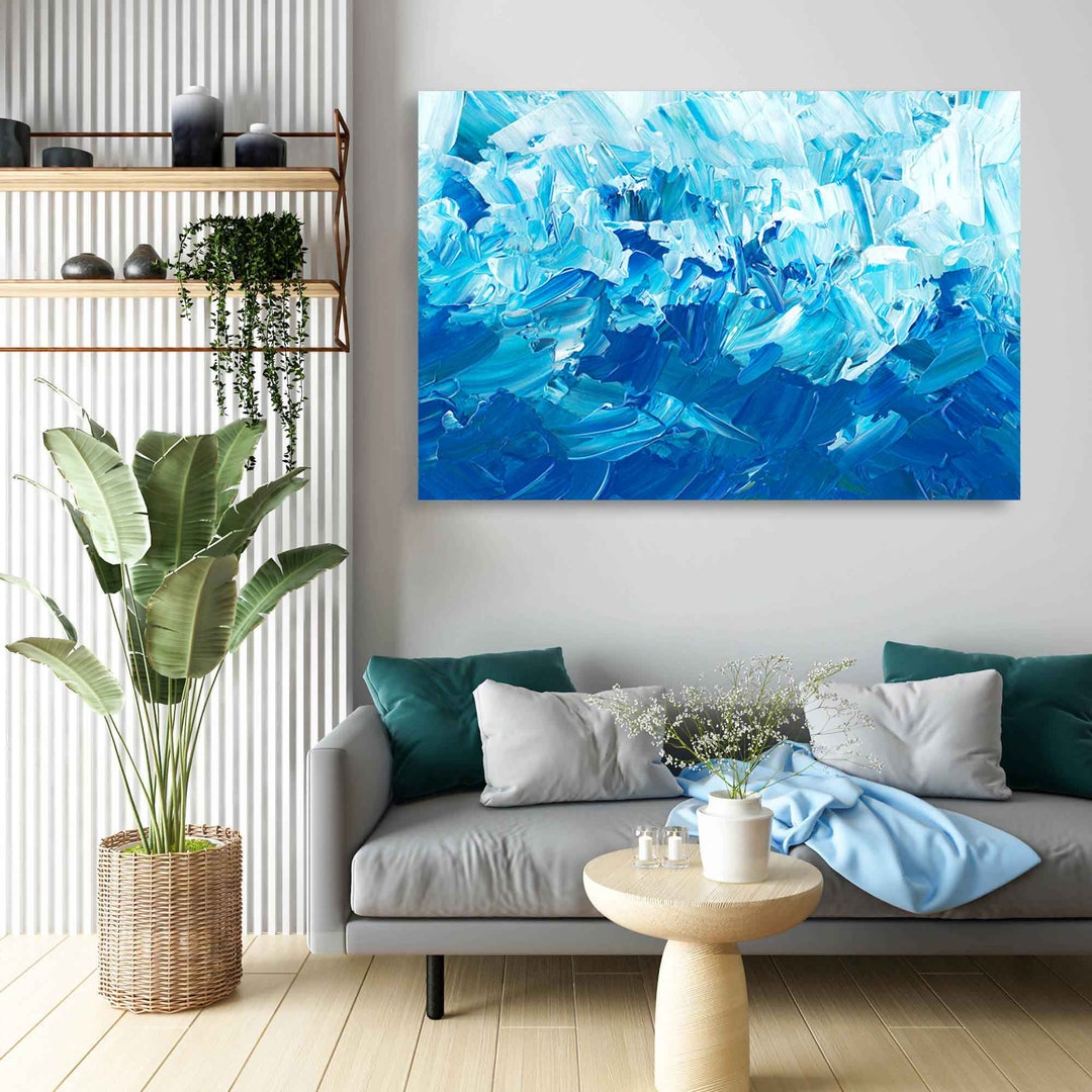 Ocean Wave Abstract Canvas Print – Vibrant Blue Wall Art - Etsy