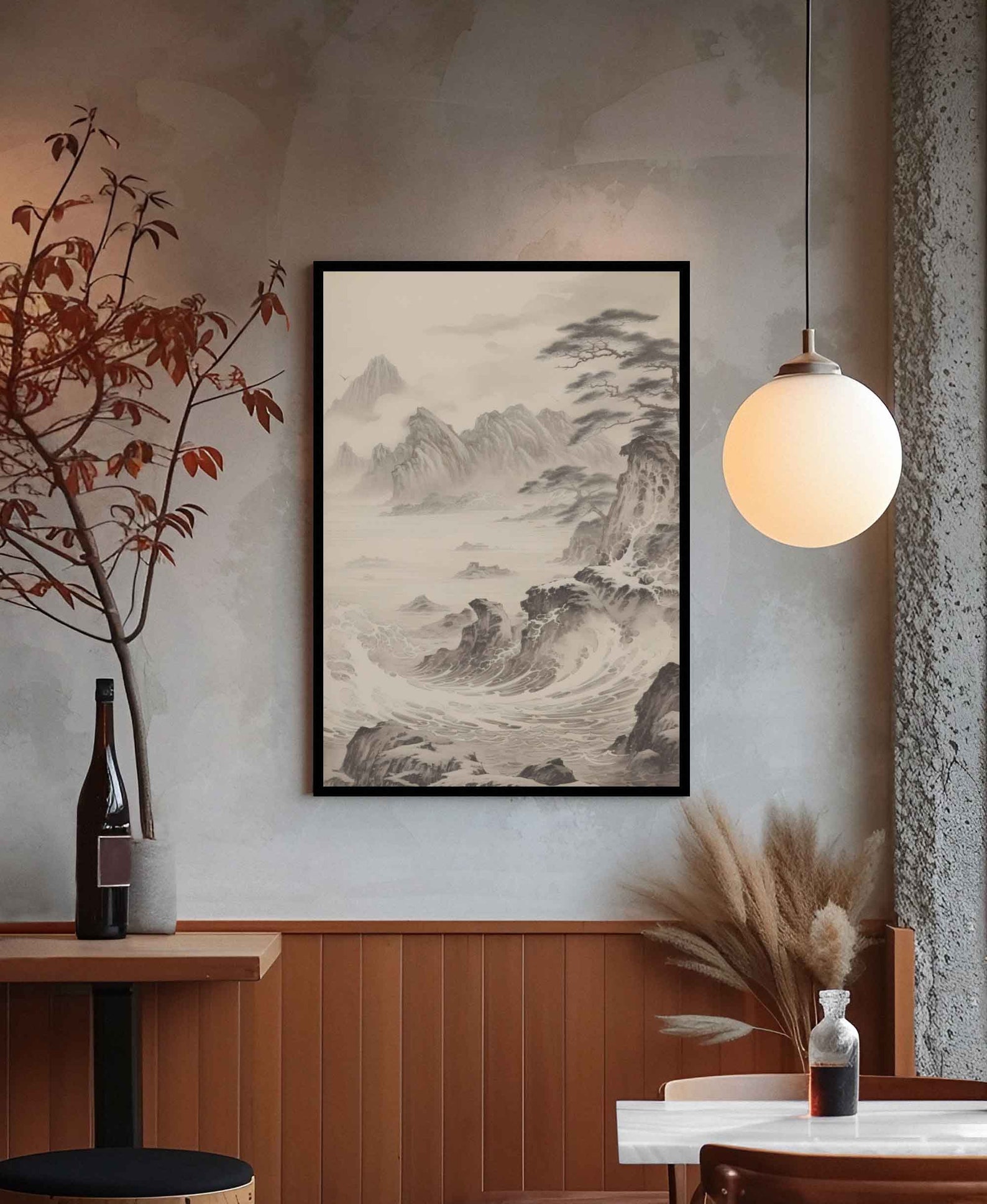 Vintage Japanese Landscape Art Print – Trees in Fog Lithograph - Etsy