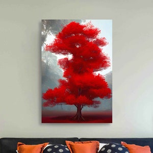 Canvas Art Red Tree Artwork Landscape Wall Art, Canvas Prints Wall ...