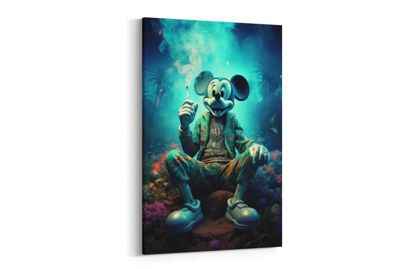 Smoking Mickey Mouse Canvas Art Print, Home Decor - Etsy