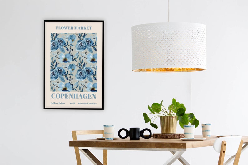 Blue Watercolor Flowers Poster Wall Art for Home Decor, Bedroom Prints ...