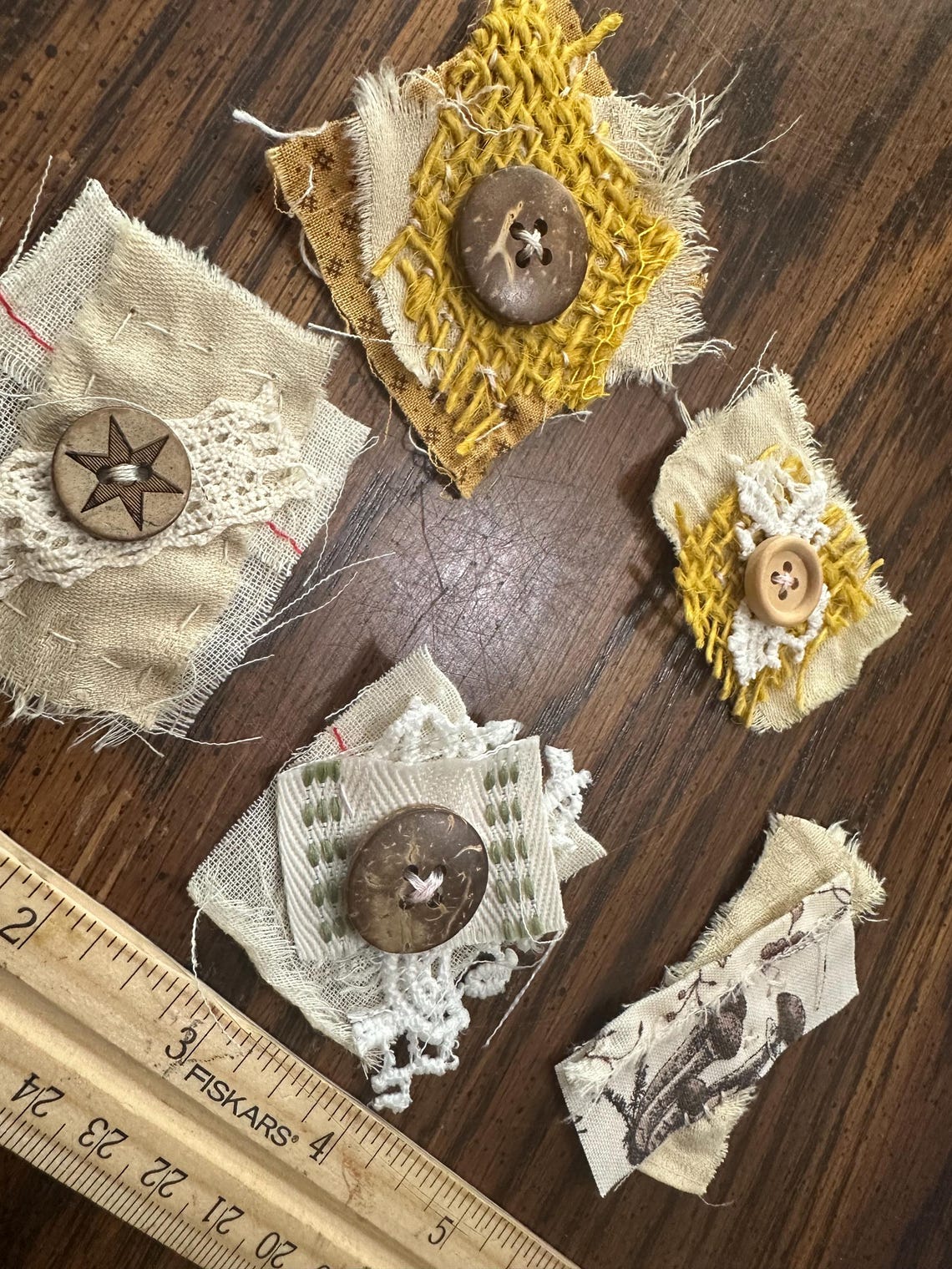 Hand Sewn Fabric Lace Clusters | Shabby Chic Junk Journal Ephemera - Etsy