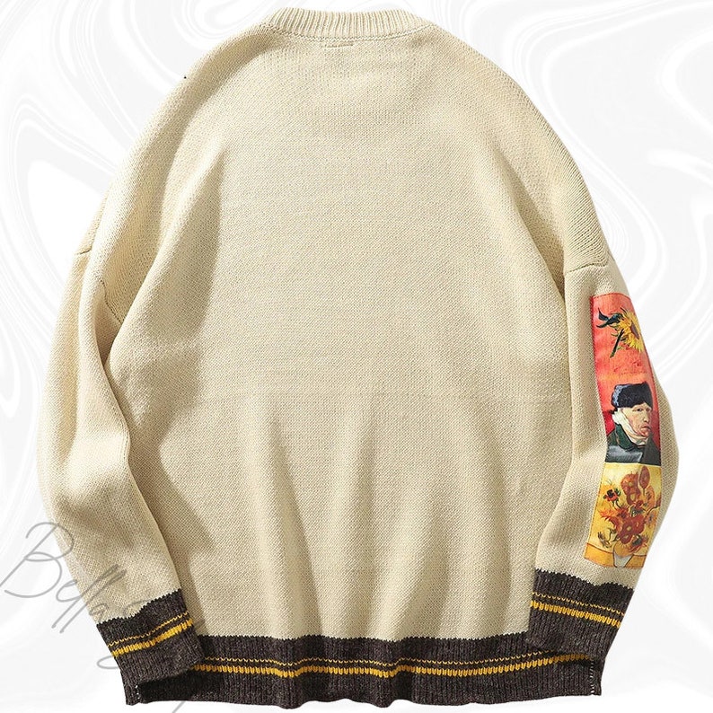 Vincent Van Gogh Print Sweater, Knitted Sweater, Retro Vintage Pullover ...
