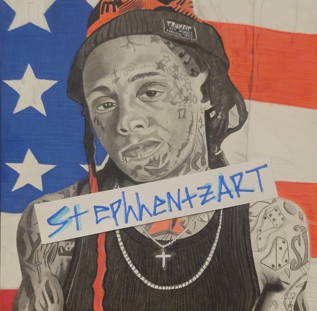 10x10 Giclée Print of Realistic Rap Icon Portrait | Graphite & Colored ...