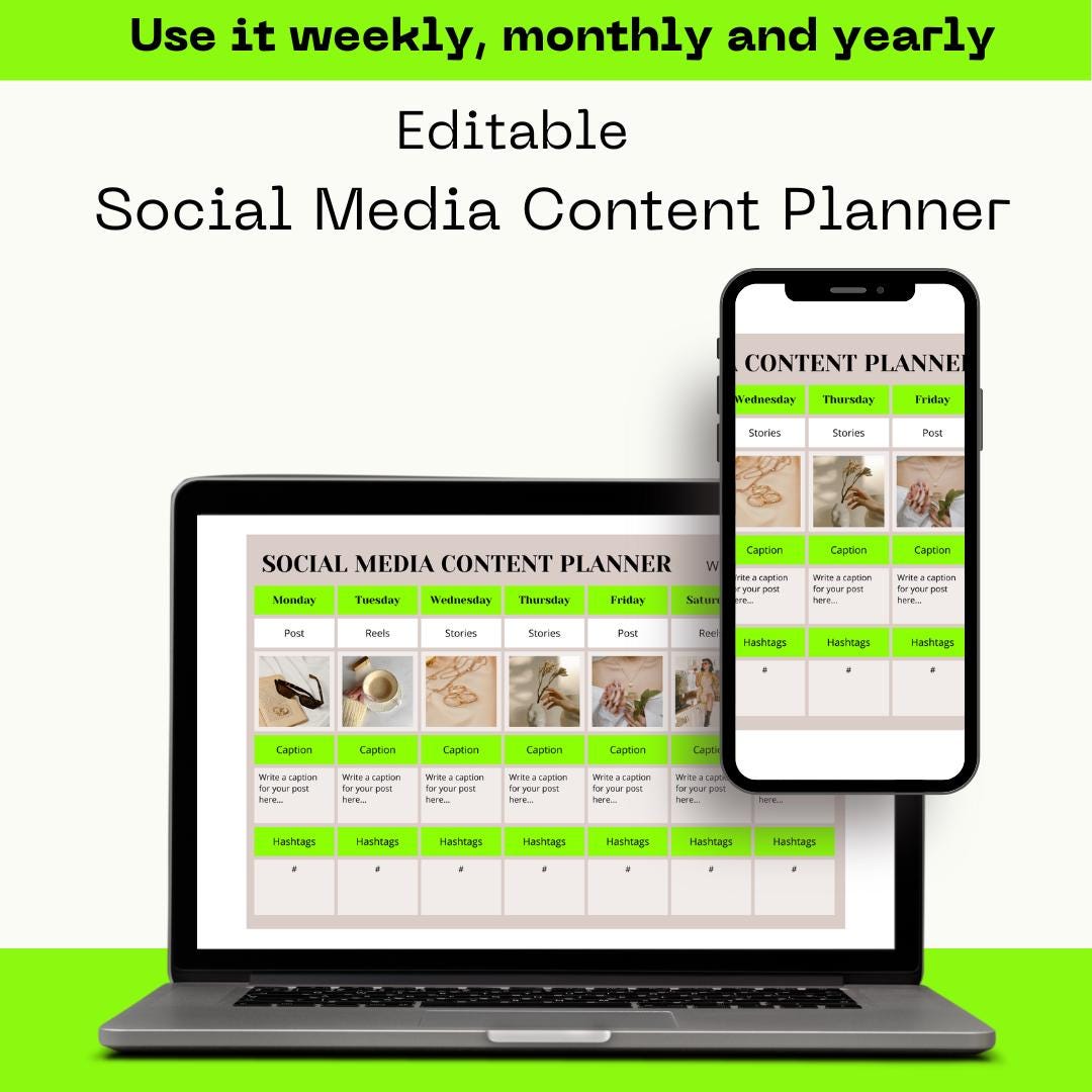 Social Media Content Planner, Content Planner, Social Media Manager ...