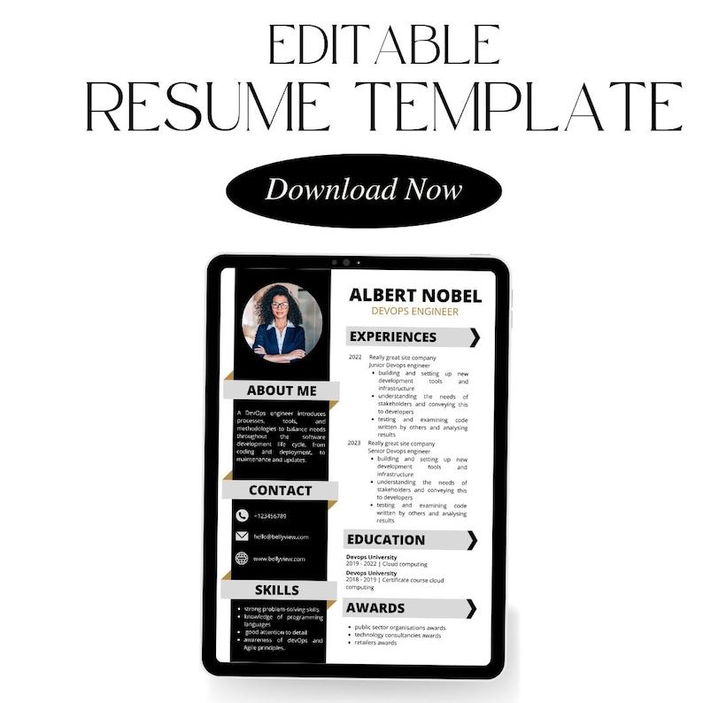 Editable Resume, Professional Resume Template, Minimalist Resume ...