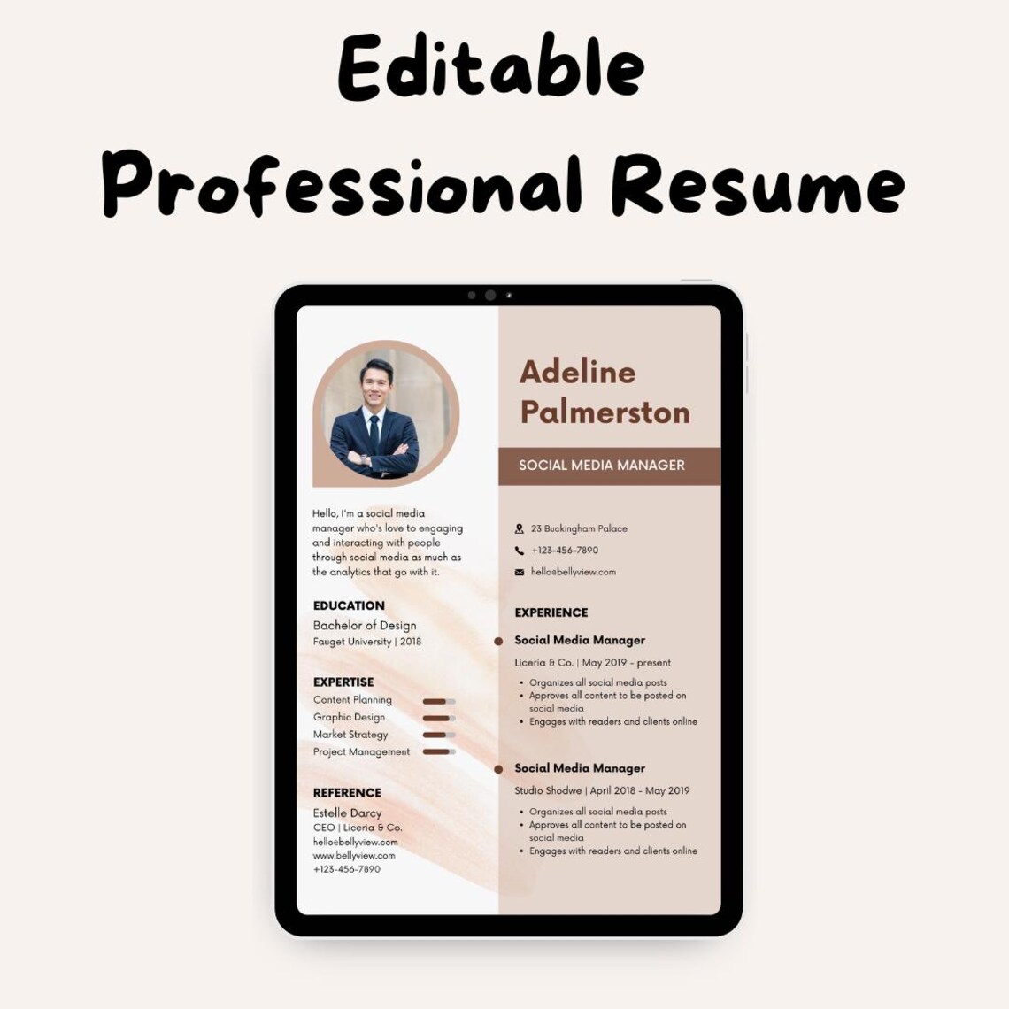 Editable Resume Template, CV Template,professional Resume,resume ...