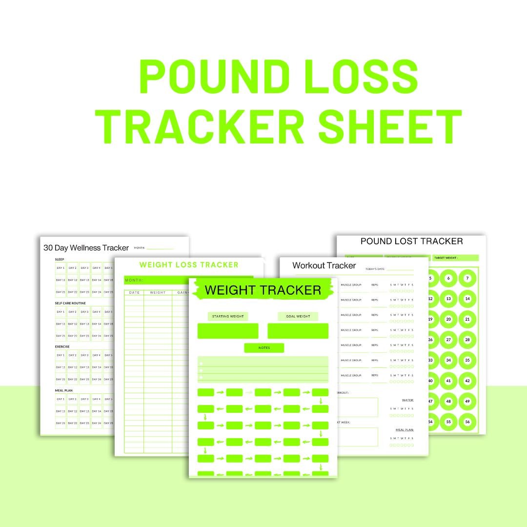 Pound Loss Tracker Sheet Planner, Workout Tracker, Printable Planner ...