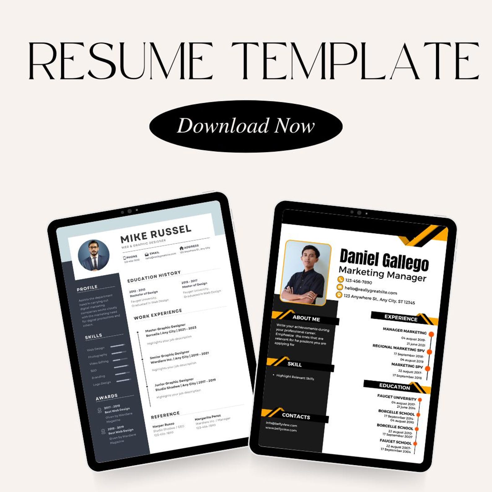 2 Pages Resume Template Resume Resume Template For Word Instant
