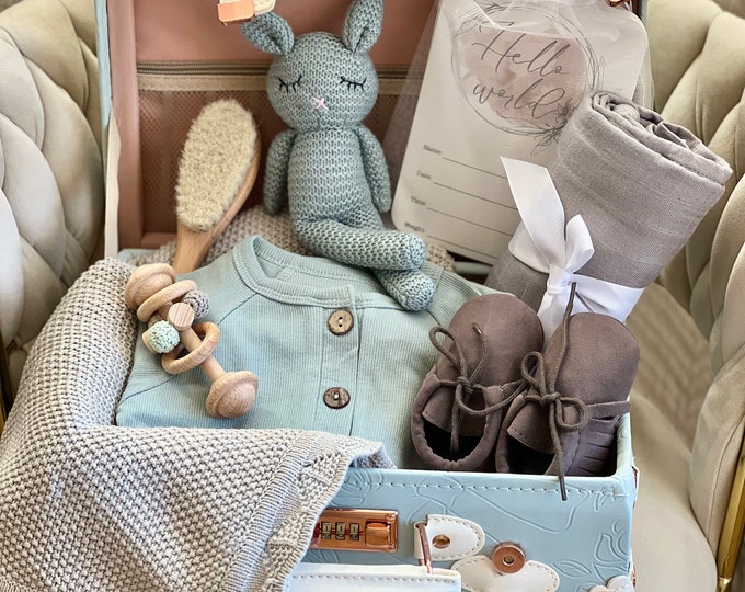 Luxury Blue Trunk With Blue Baby Gift Set - Etsy