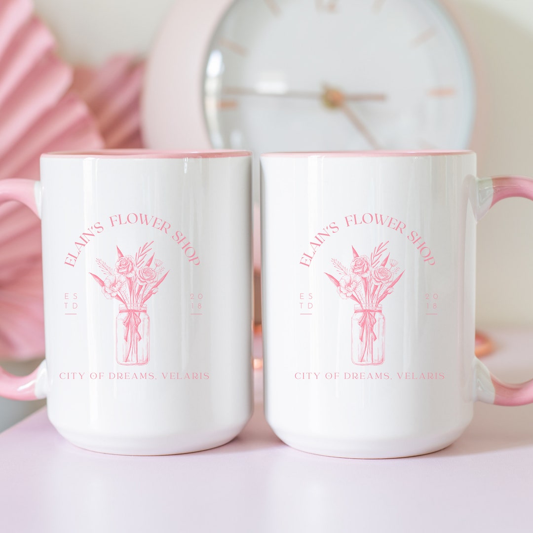 Pink Elain ACOTAR Mug, Velaris Fan Merch, Elain Archeron Flower Shop ...