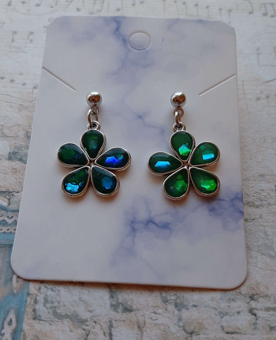 Resin Flower-shaped Earrings - Etsy