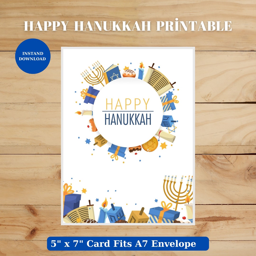 Happy Hanukkah Gift Printable Cards Printable Holiday Card - Etsy