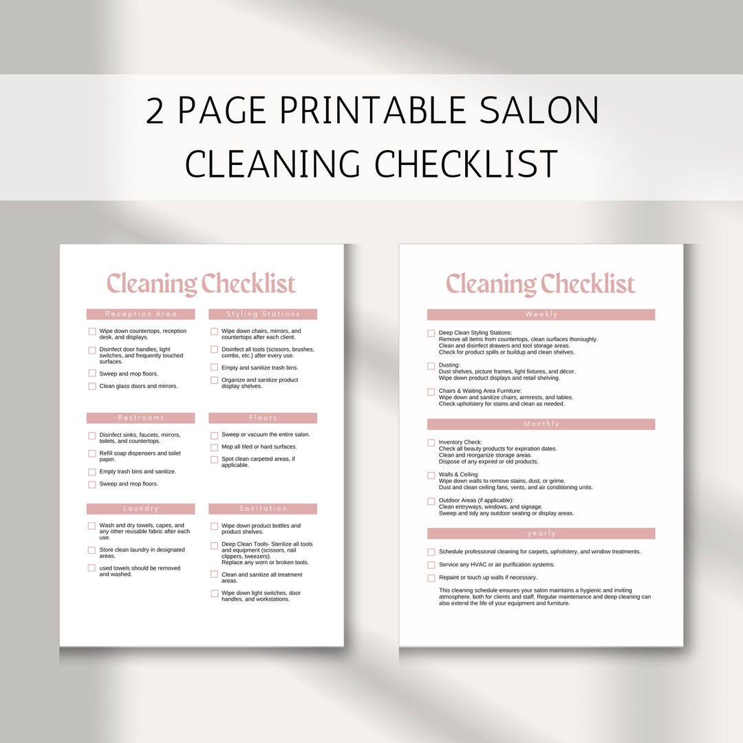 Salon Cleaning Checklist Editable, Cleaning Checklist Canva Template ...