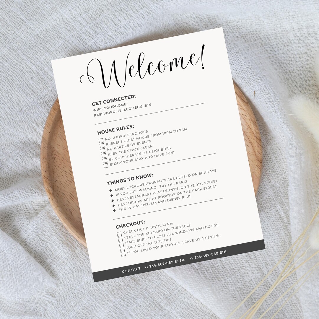 Airbnb Welcome Letter, Airbnb Welcome Sign, Airbnb Welcome Guide ...