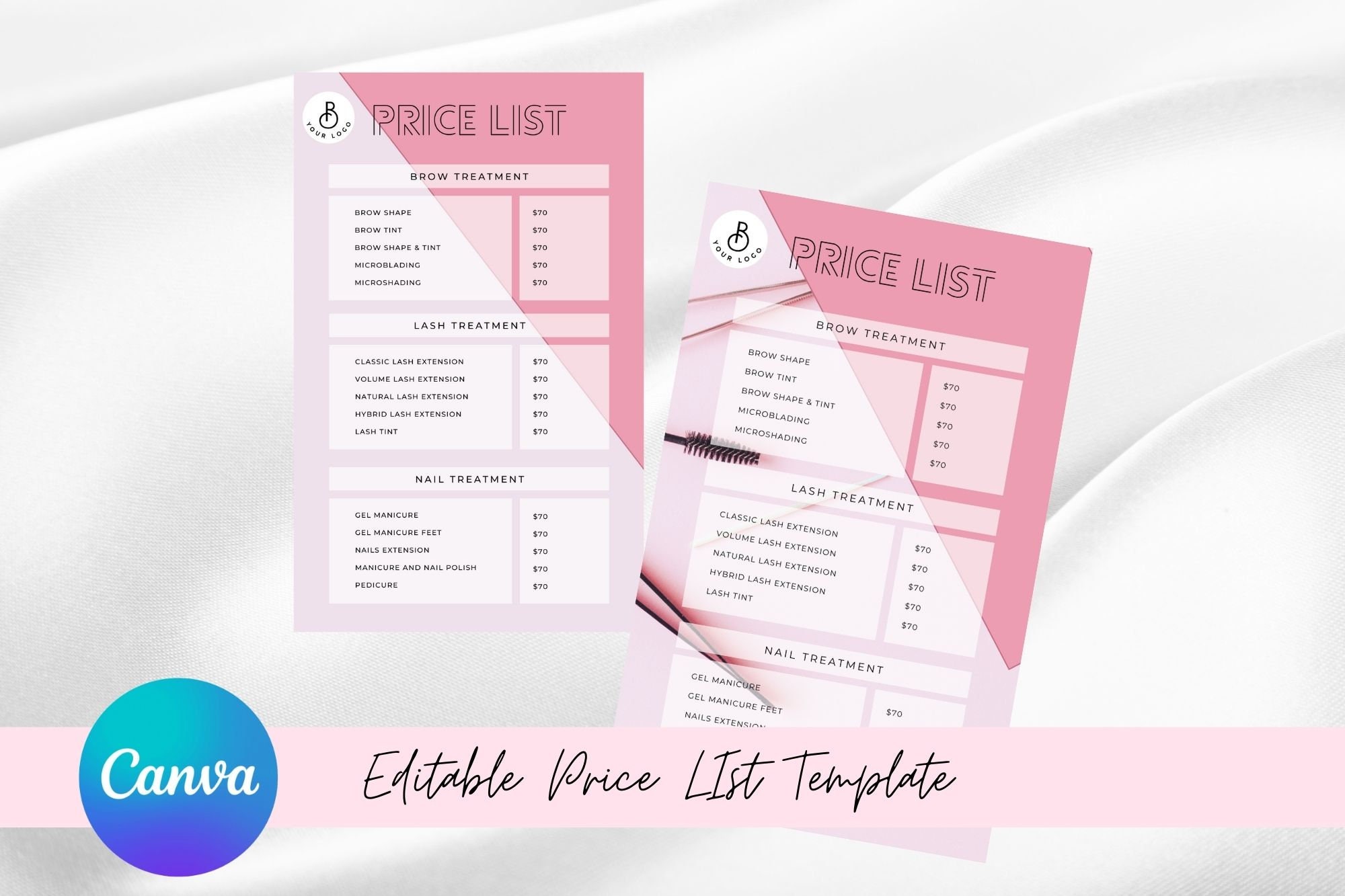 Price List Template, Editable Price List Canva Template , Beauty Salon ...
