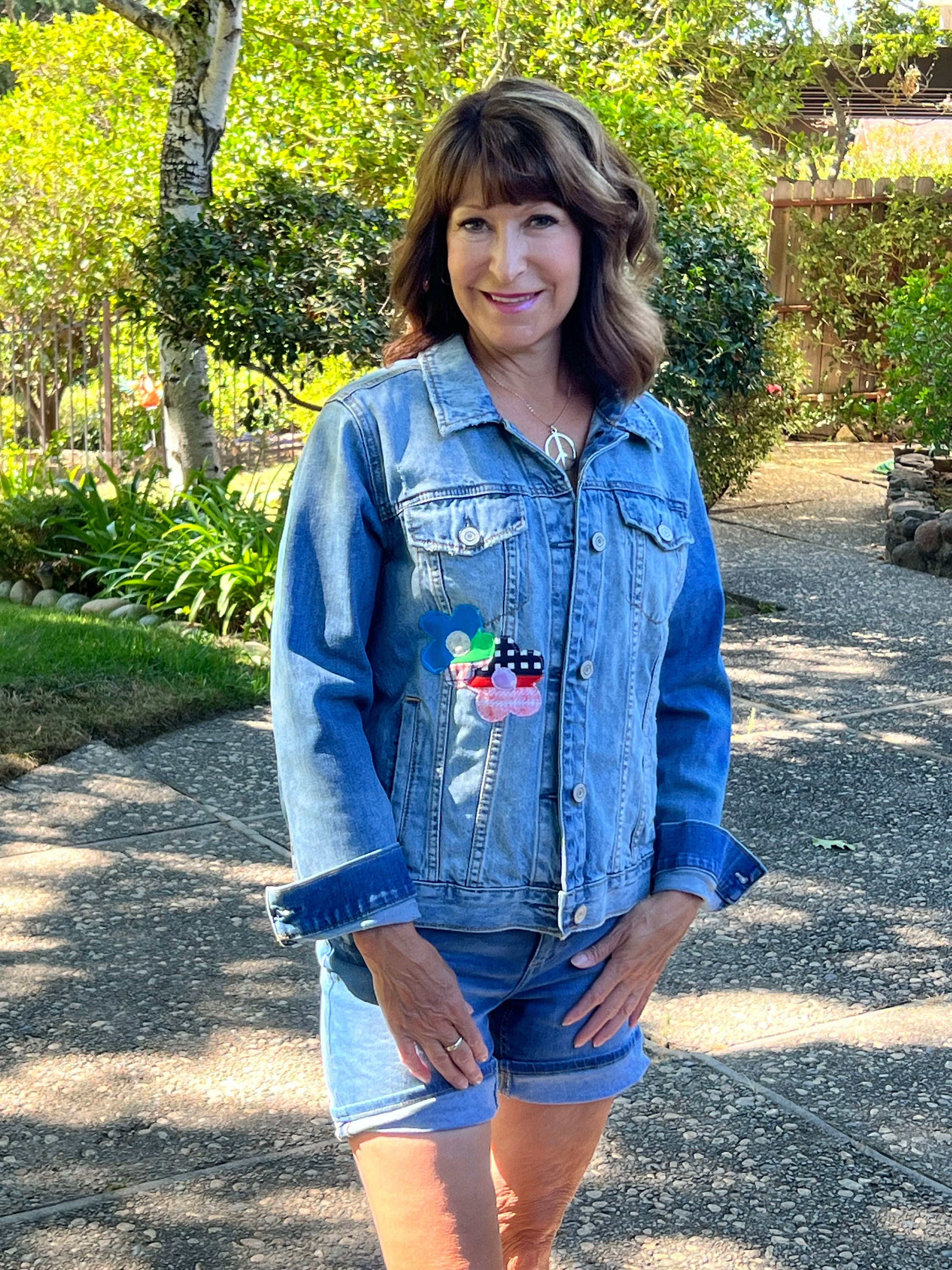 Peace and Love Upcycled Distressed Denim Jacket With Quilt Patches SIZE ...