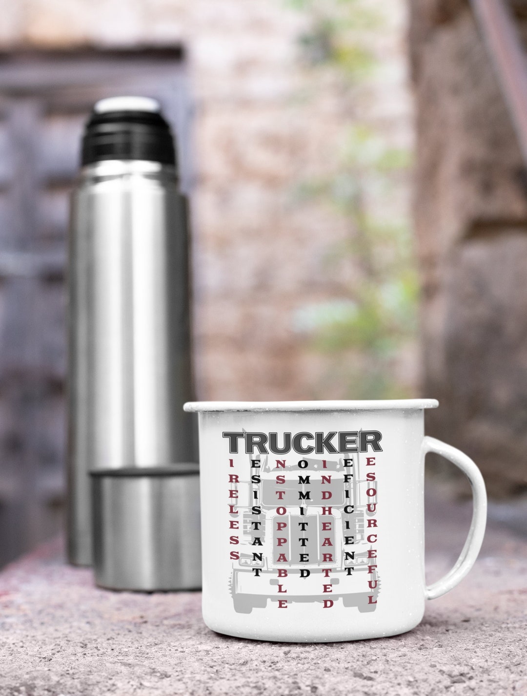 Enamel Camp Cup Trucker Acrostic Design, a Perfect Gift for This ...