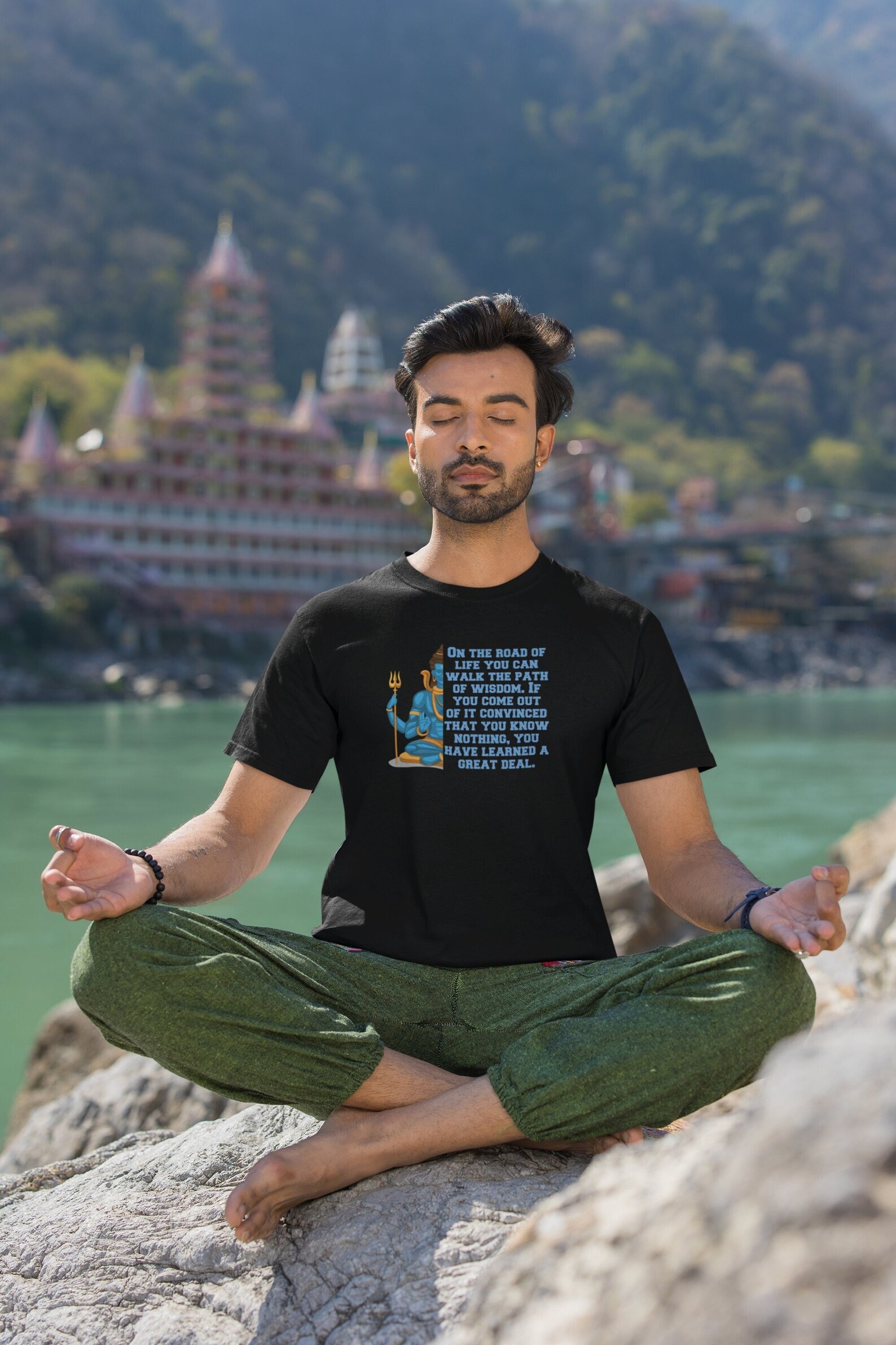 Shirt Design of Shiva Meditating, Motivational T-shirt About Meditation ...