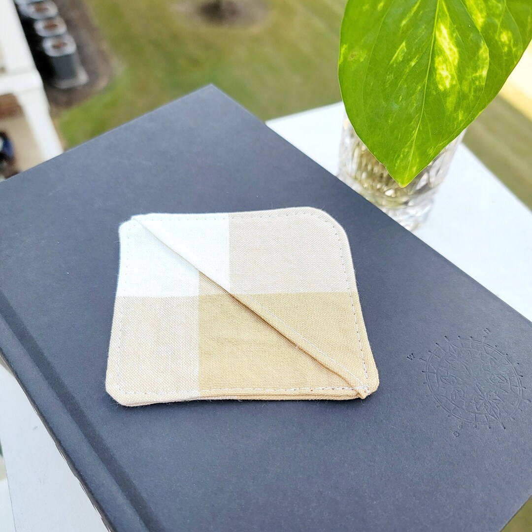 Dog Ear Square Corner Bookmark: Cream Plaid - Etsy