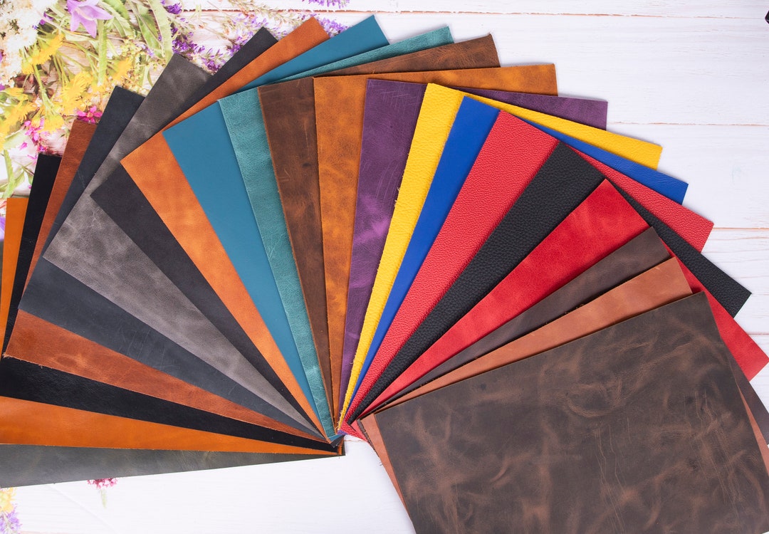 Smooth Leather Fabric Pieces & Scraps Supplies, Cowhide Leather Sheets ...