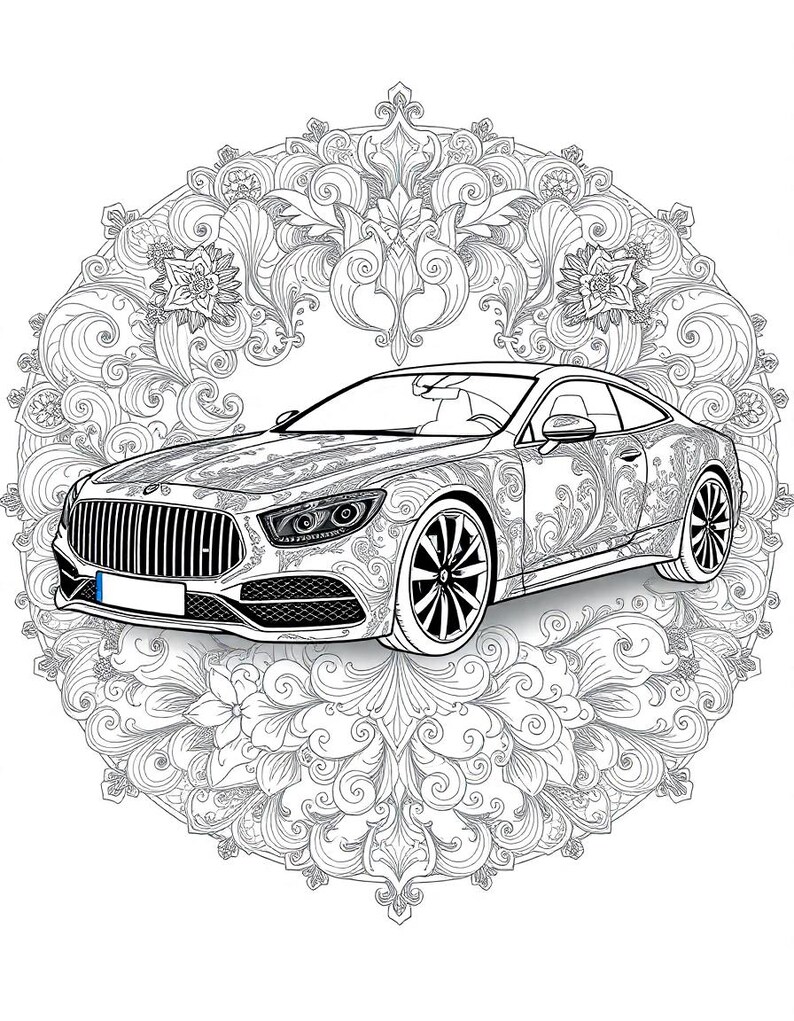 25 Luxury Car Coloring Pages | Adult Mandala & Zentangle Art ...
