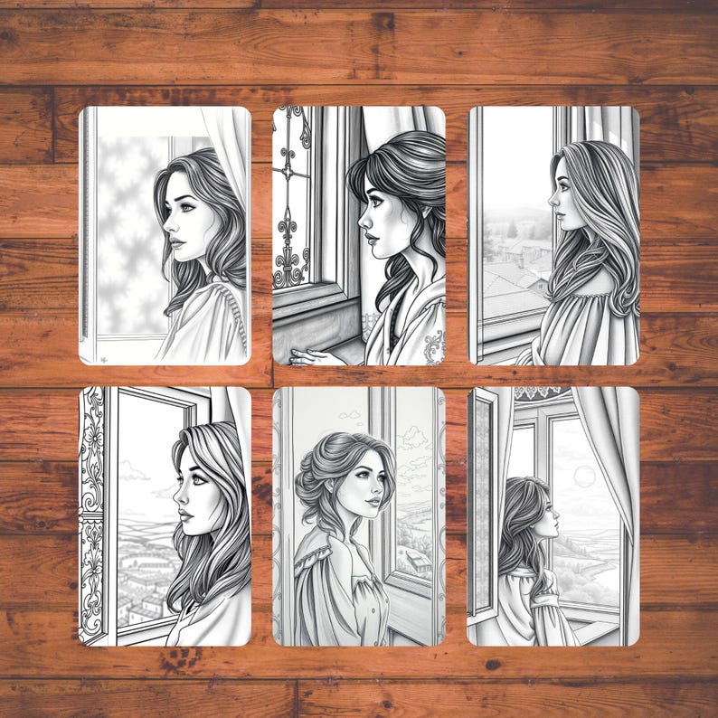 24 Woman Portrait Coloring Pages | Grayscale Adult Coloring Book ...