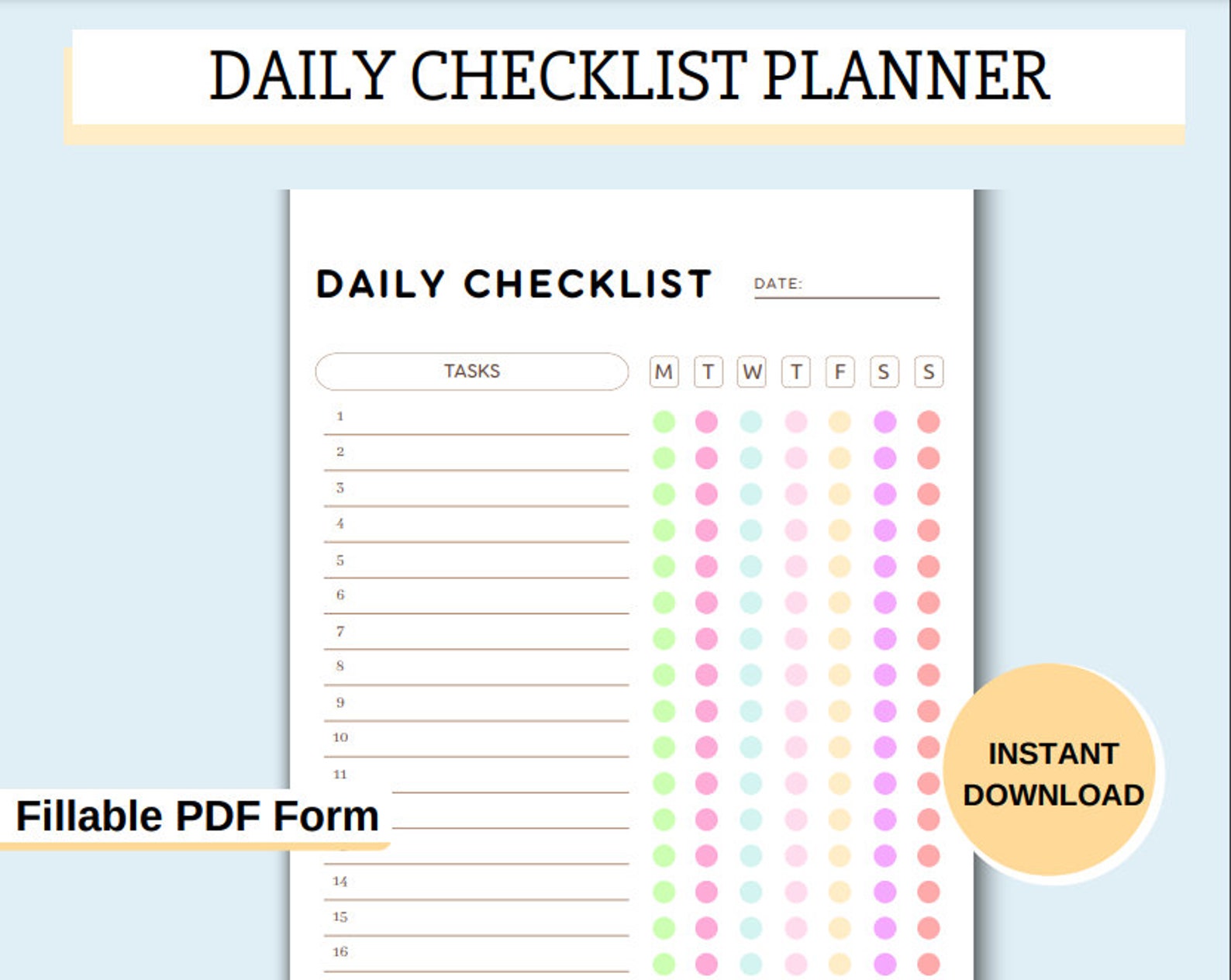 Editable Daily Checklist | Printable Weekly to Do List | Weekly ...