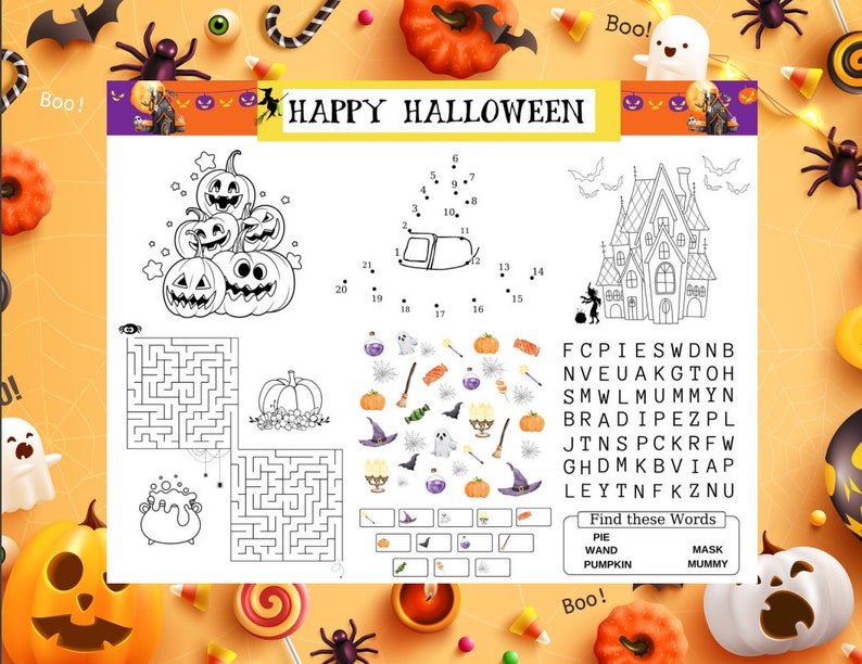 Printable Halloween Gnome Coloring Bundle, Coloring Pages for Kids and ...