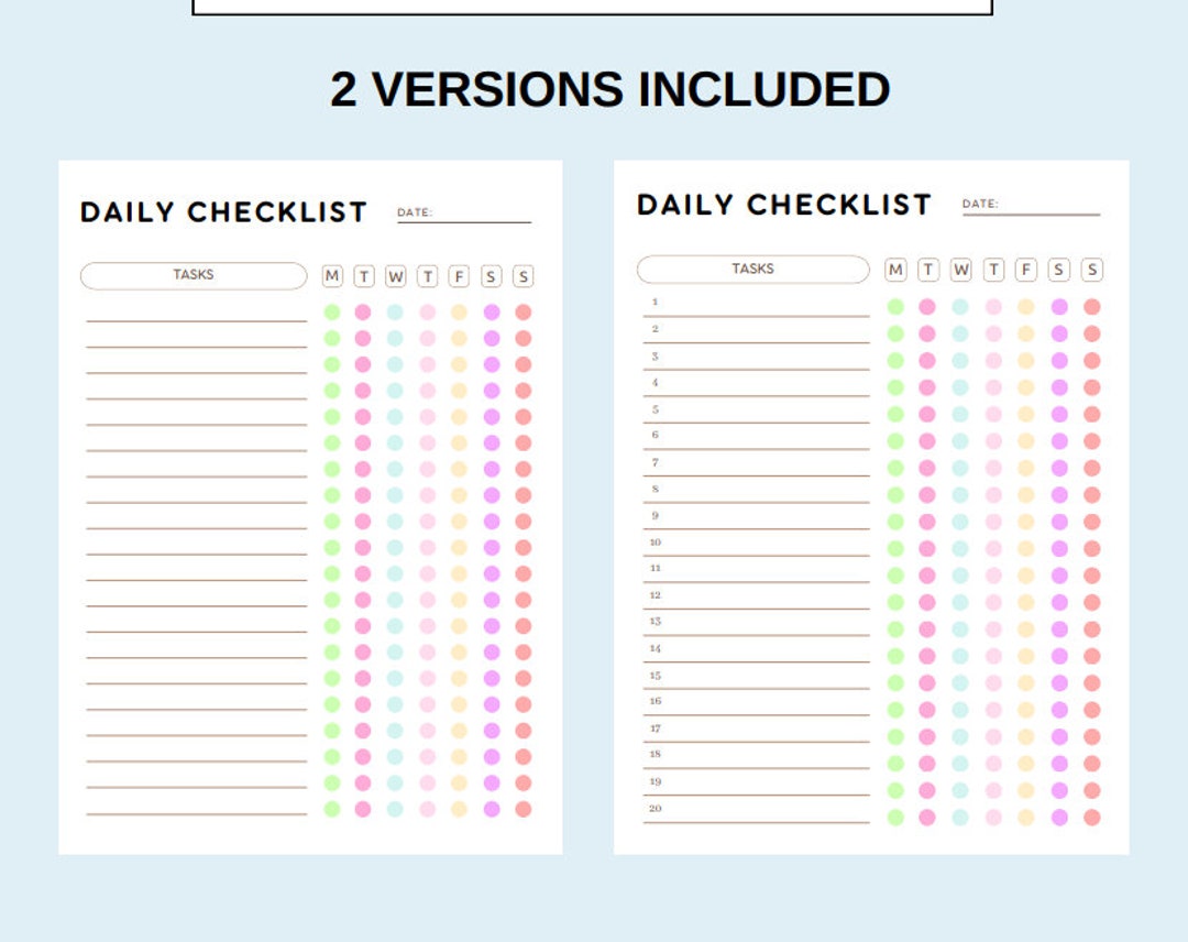 Editable Daily Checklist | Printable Weekly to Do List | Weekly ...