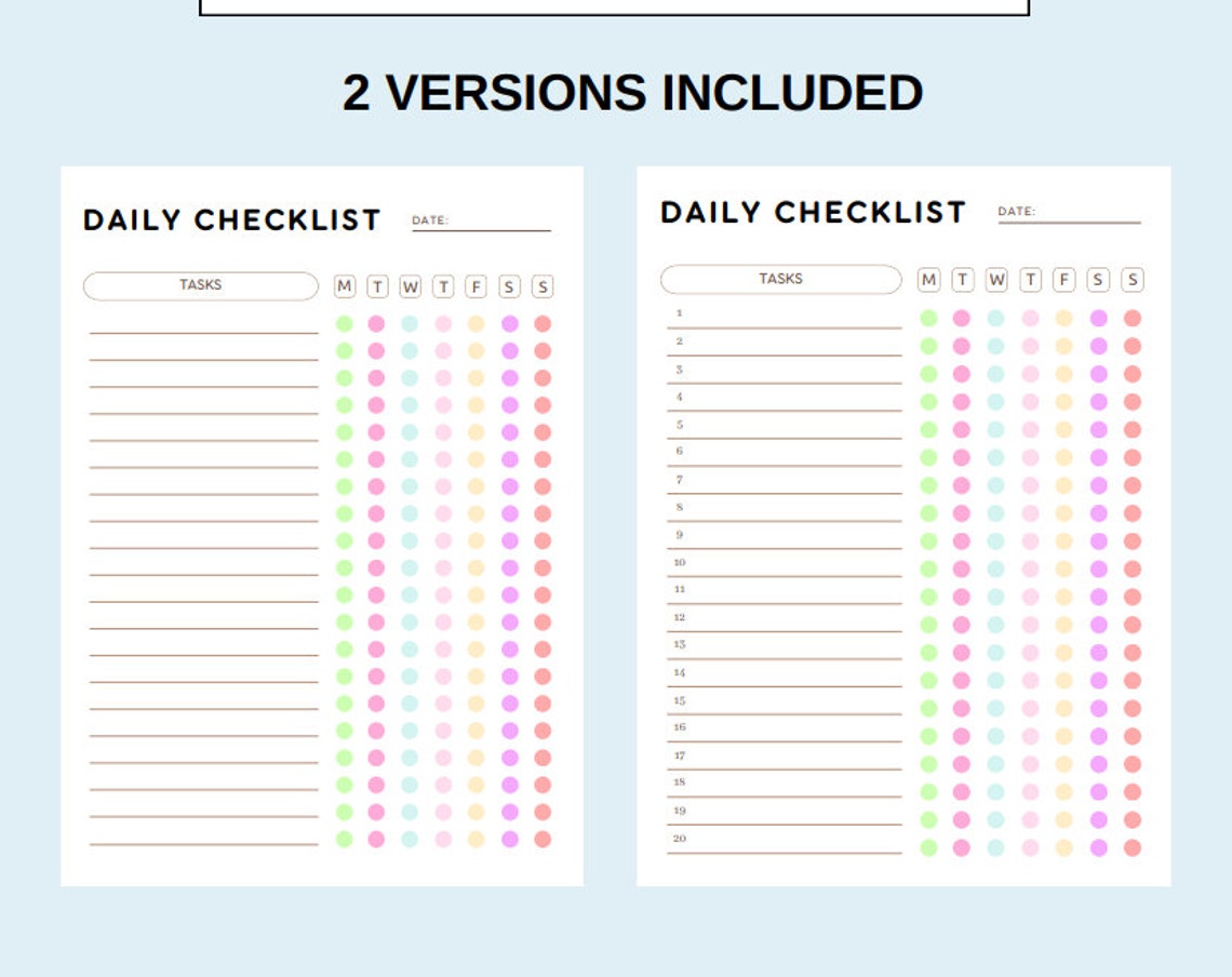 Editable Daily Checklist | Printable Weekly to Do List | Weekly ...