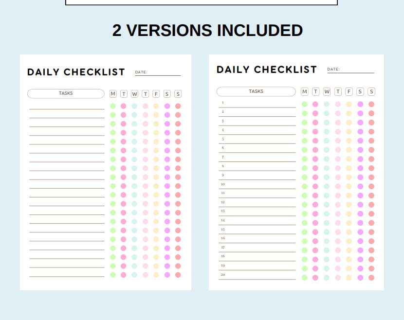 Editable Daily Checklist | Printable Weekly to Do List | Weekly ...