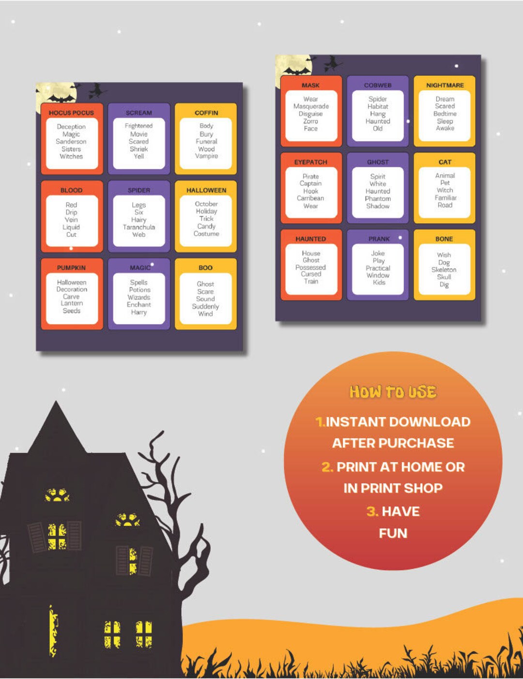 Halloween Taboo Game Printable, Family-friendly Halloween Games ...