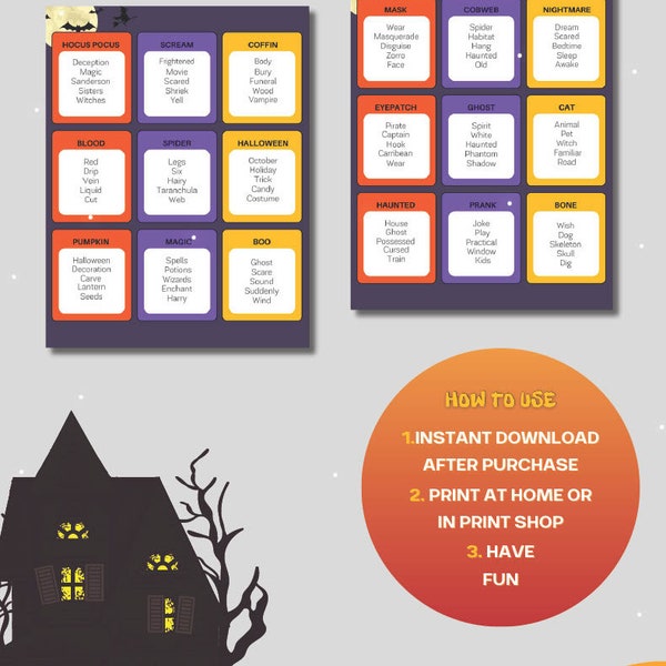 Halloween Taboo Games - Etsy