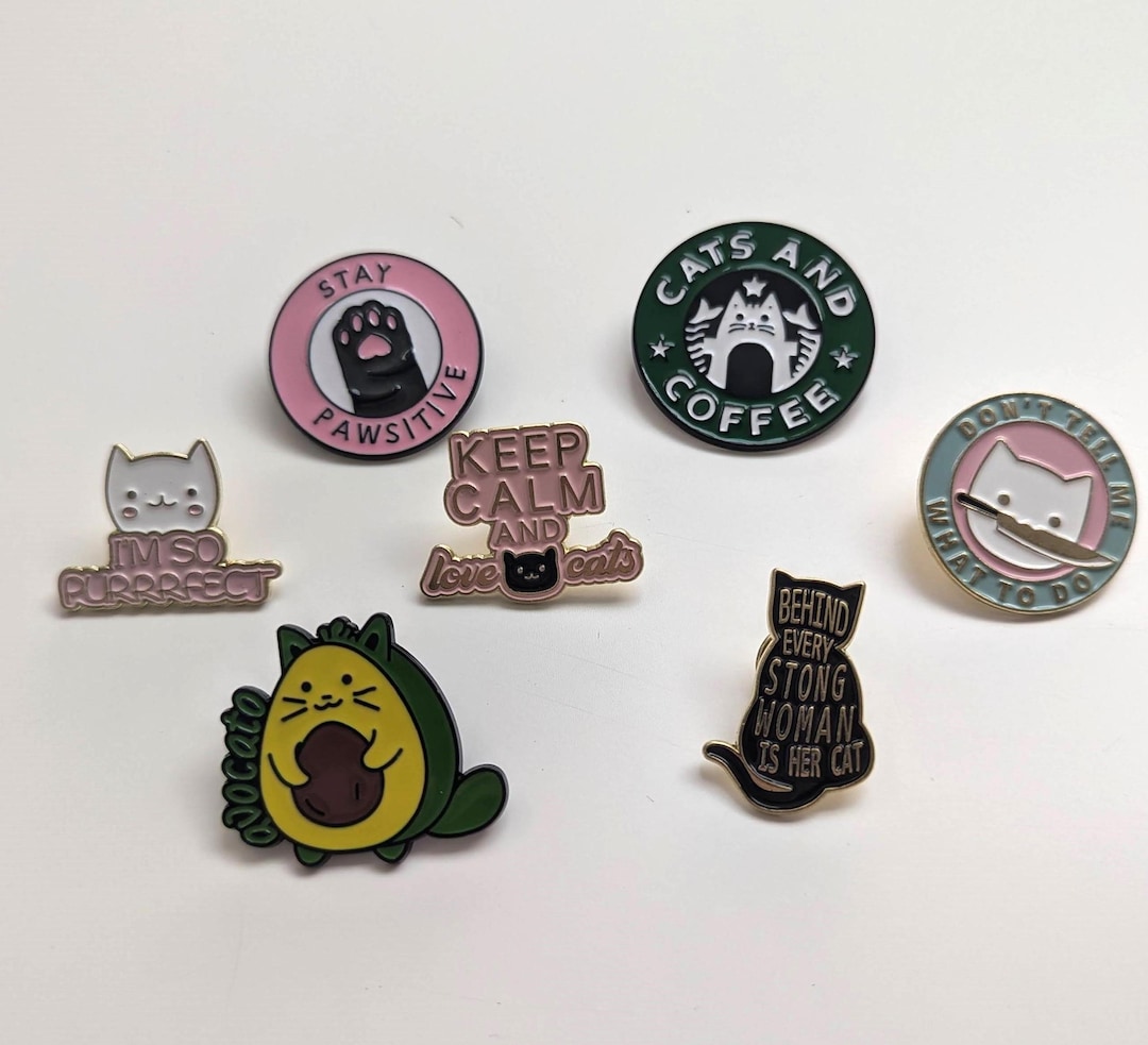 Cute Cat Pin Badges - Etsy UK