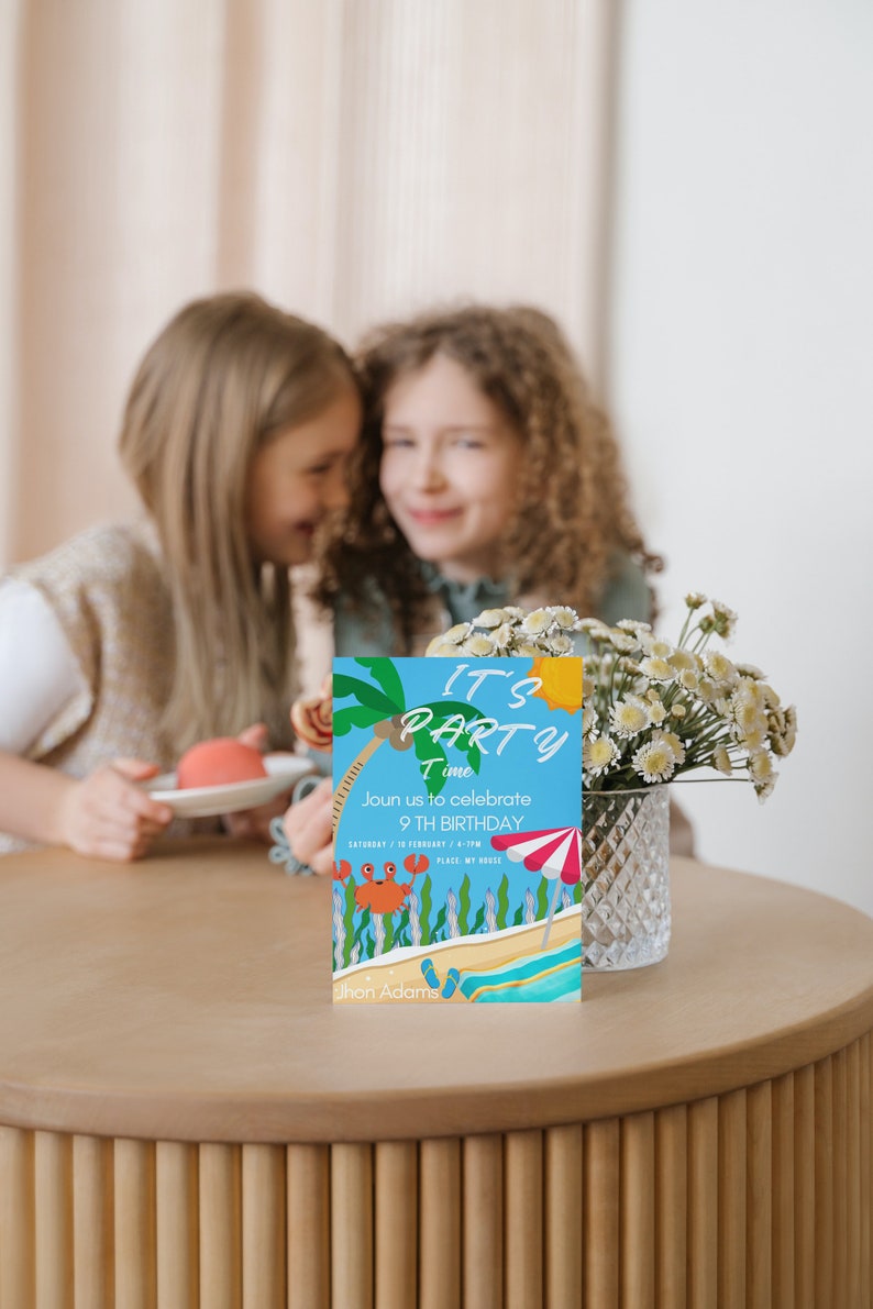 Summer Birthday Invitation Card - Etsy