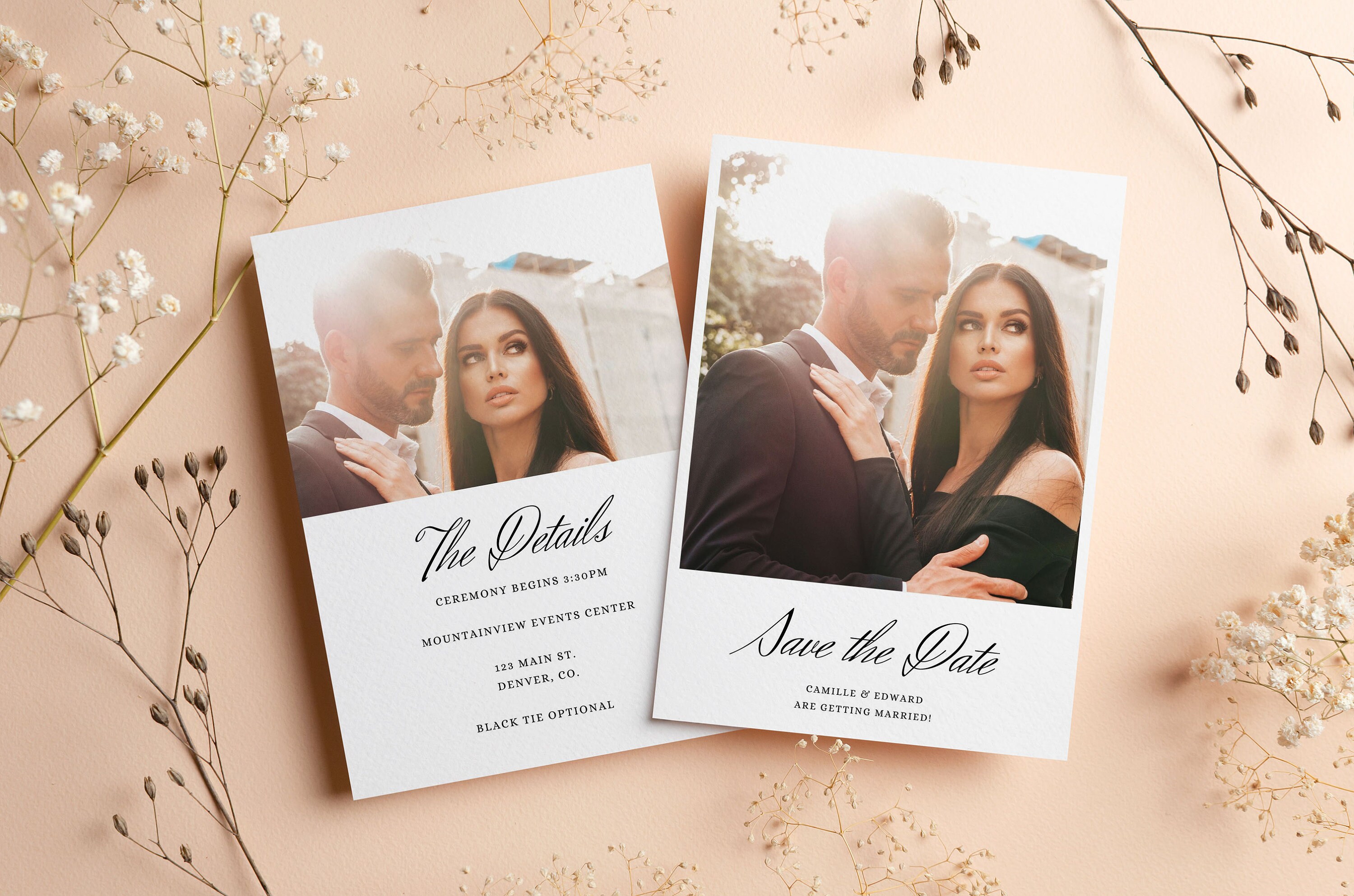 Classic Polaroid Wedding Invitation-calligraphy Invite-modern Save the ...