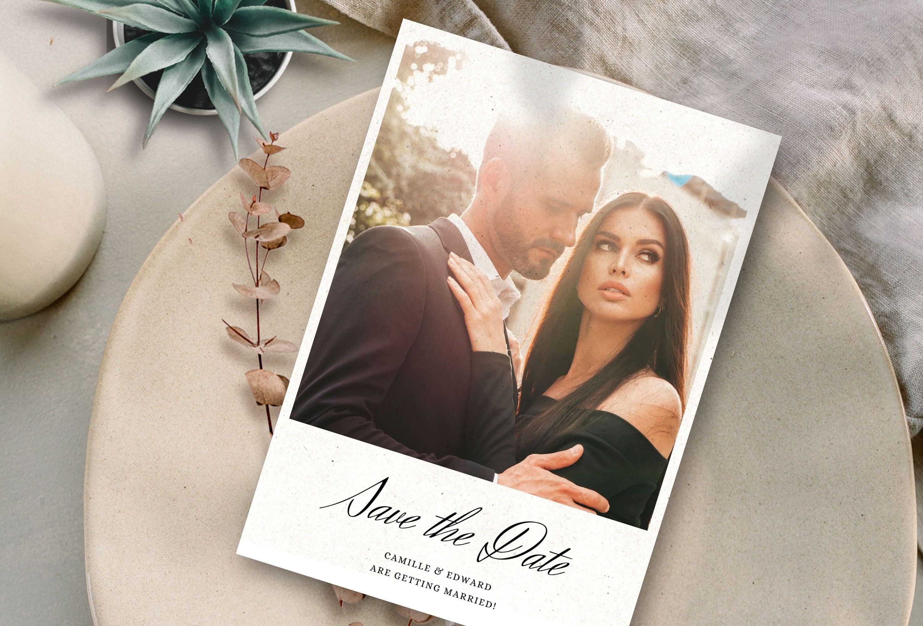 Classic Polaroid Wedding Invitation-calligraphy Invite-modern Save the ...