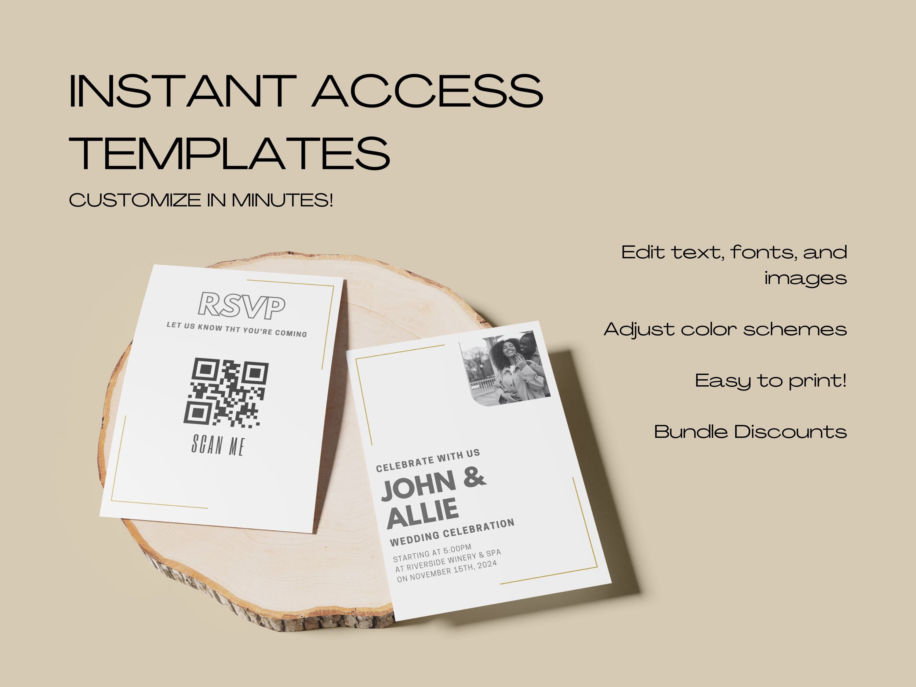 Classic Polaroid Wedding Invitation-calligraphy Invite-modern Save the ...